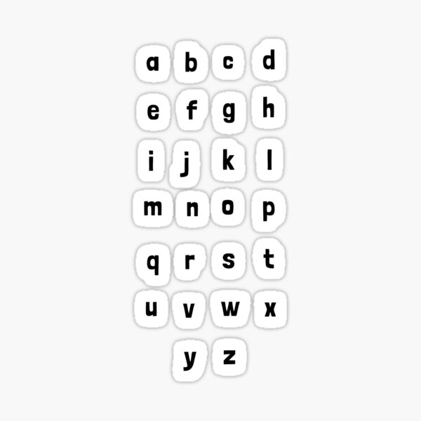 "small black block letters alphabet pack" Sticker for Sale by Words ...