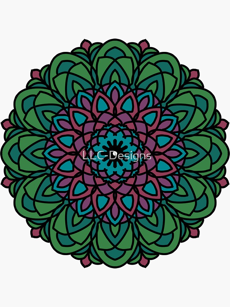 "Stained glass window pine tree cone flower Mandala" Sticker for Sale ...
