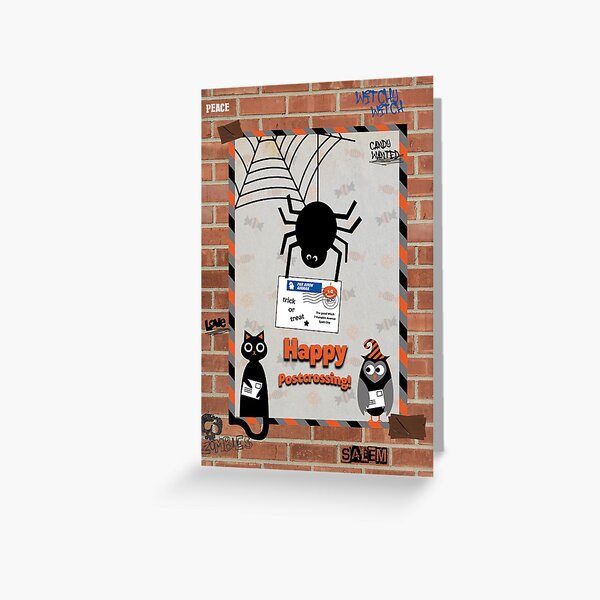 "Happy Postcrossing Halloween Trick or Treat Witch Ghost Graffiti ...