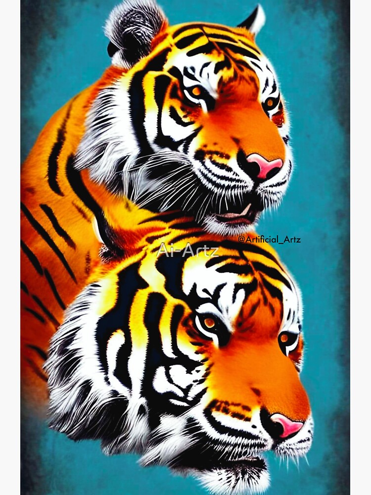 "Dual Tiger Painting" Sticker for Sale by Ai-Artz | Redbubble