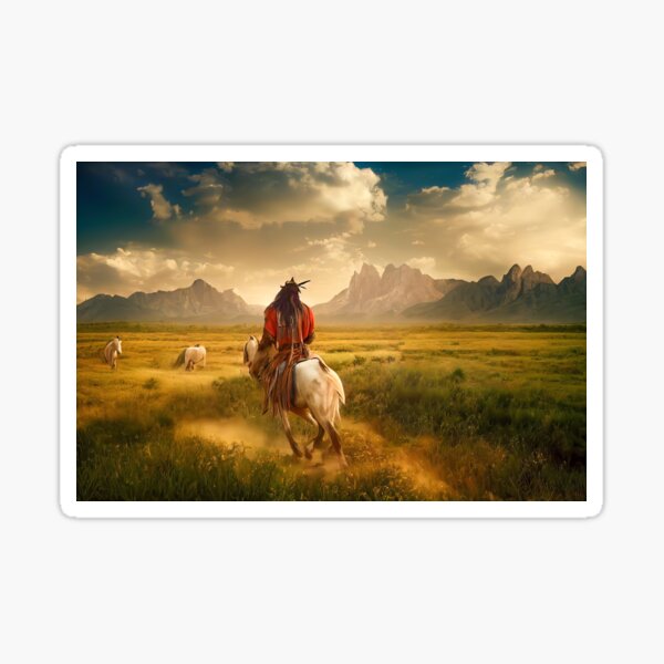 "Native American Horse-Riding in The Old West" Sticker for Sale by ...