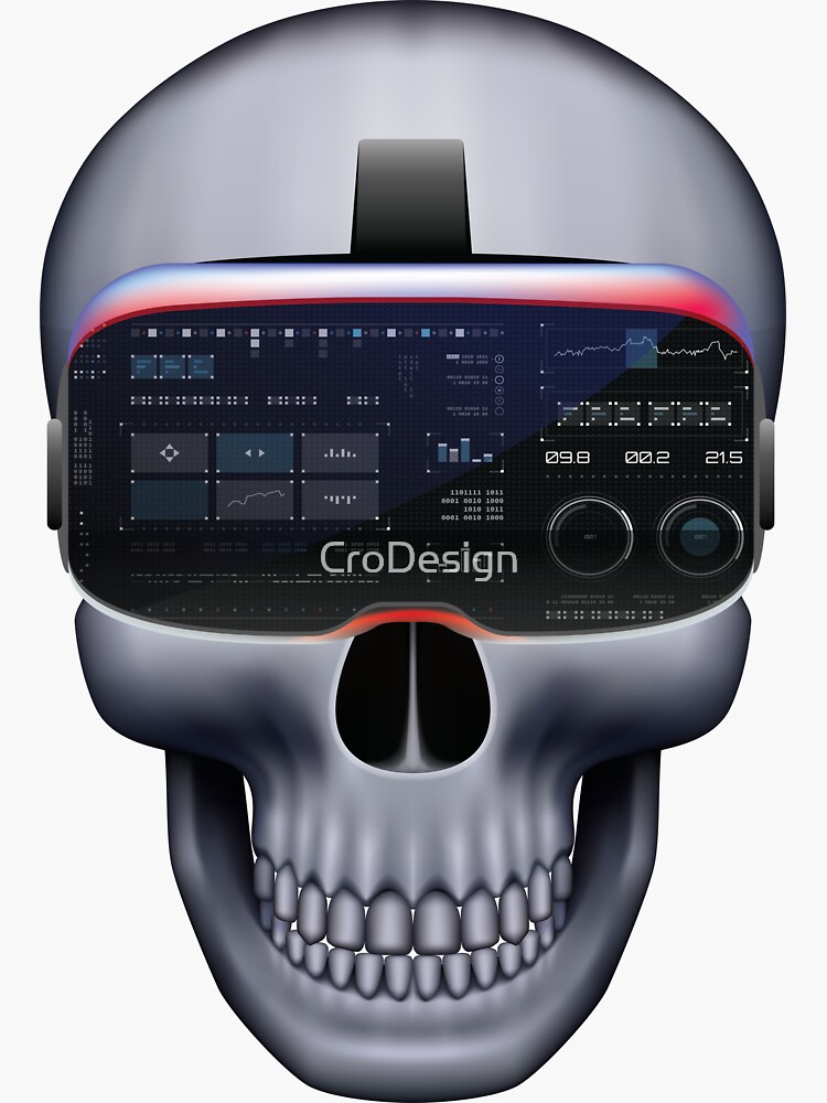 "VR Virtual Reality Human Skull Gamer" Sticker for Sale by CroDesign ...