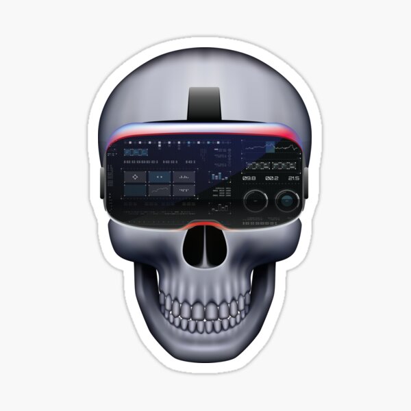 "VR Virtual Reality Human Skull Gamer" Sticker for Sale by CroDesign ...