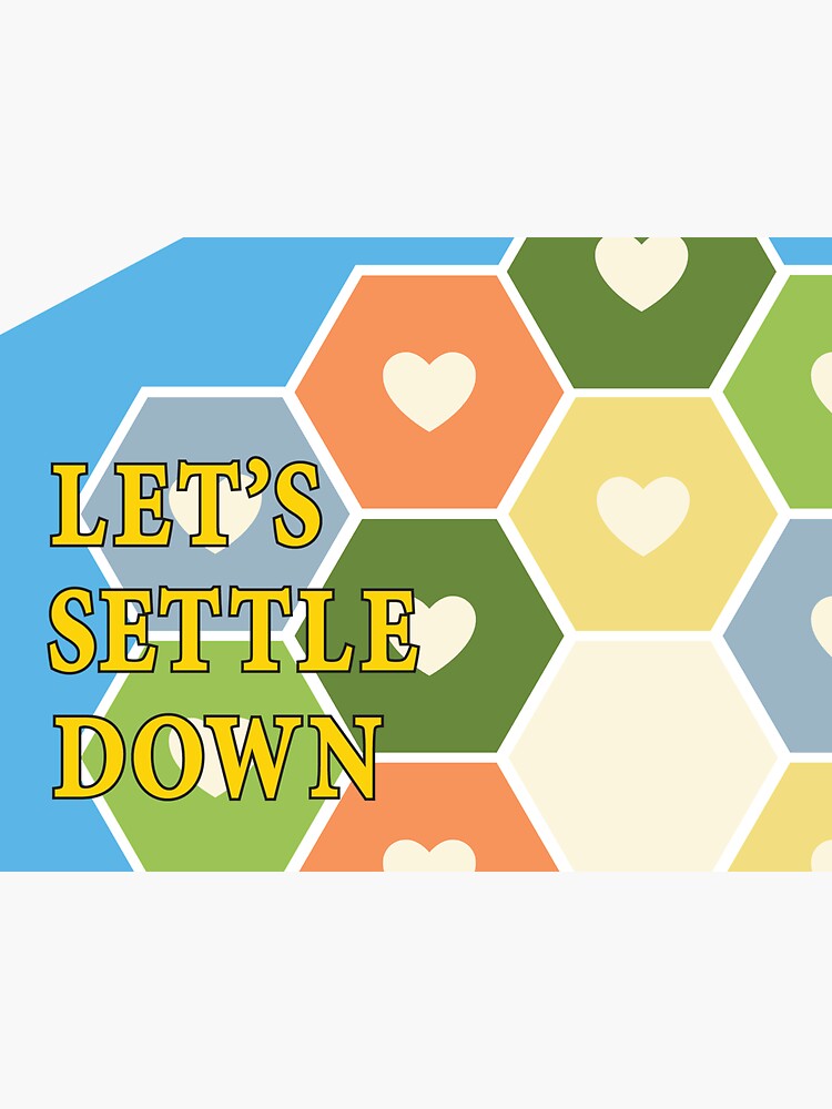 "Let's Settle Down Catan Inspired Meeple Board Game Couple" Sticker for Sale by BeamGeeks ...