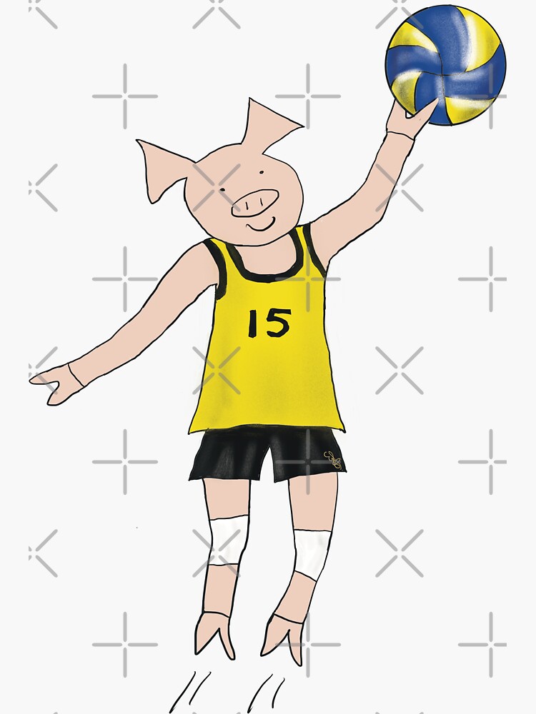 "Plain, I love Volleyball! Left-handed Pig volleyball player, shooter ...