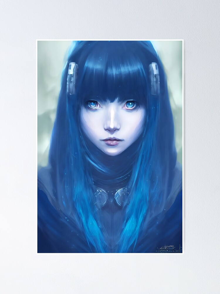 "Azure Cyberpunk Girl" Poster for Sale by TheAzureMage | Redbubble