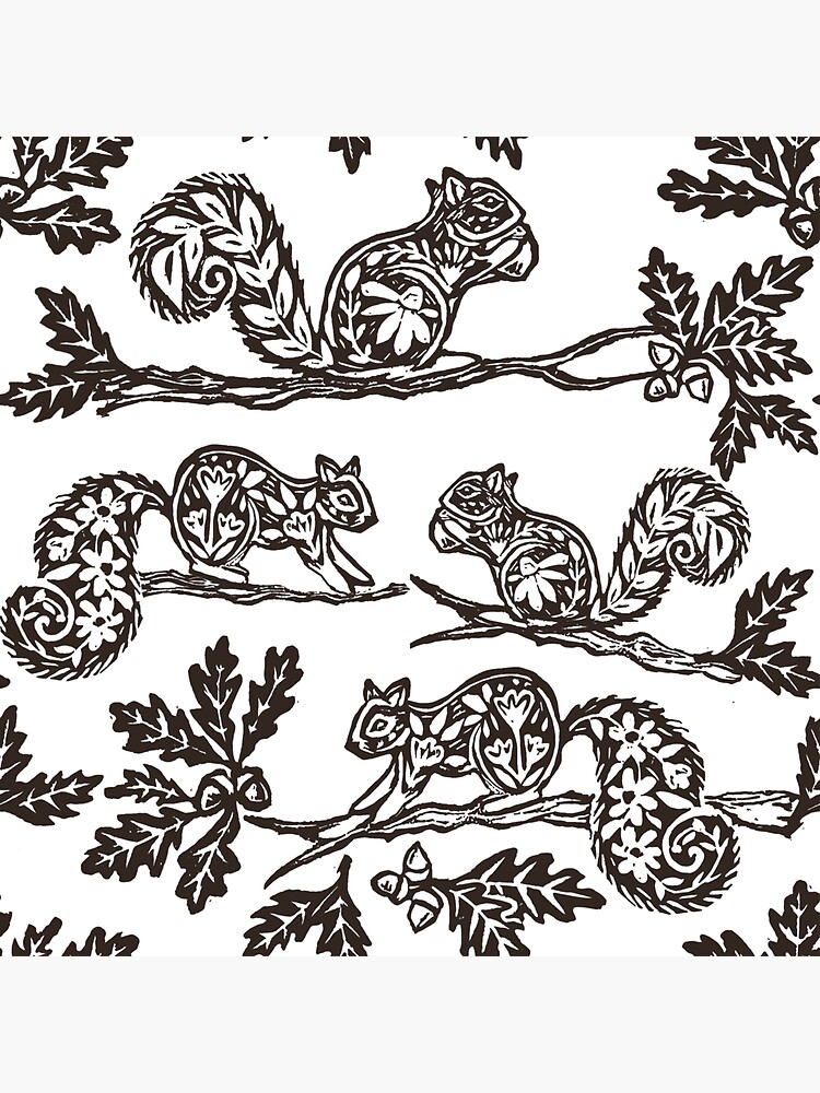 "Linocut Carving Squirrel Friends" Sticker for Sale by RDevane | Redbubble