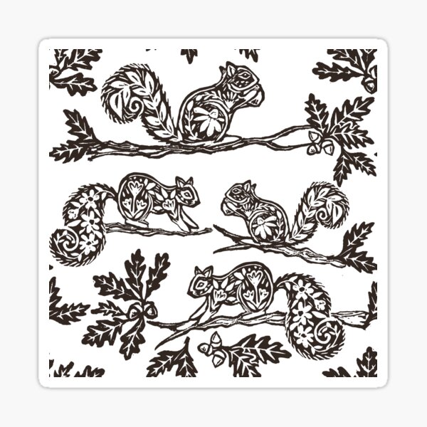 "Linocut Carving Squirrel Friends" Sticker for Sale by RDevane | Redbubble