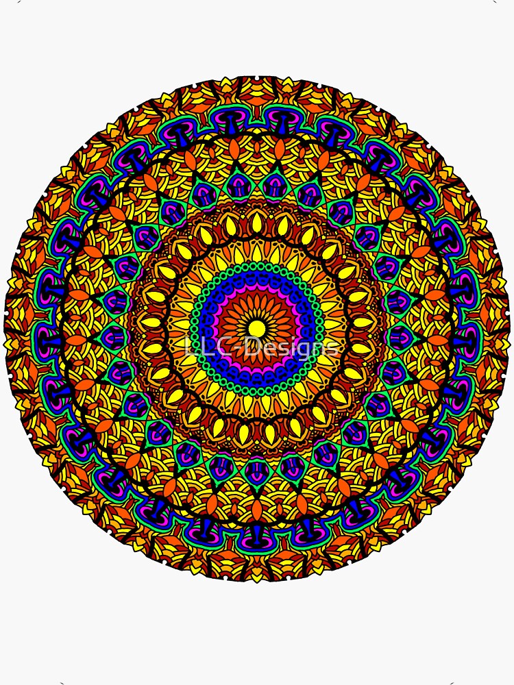 "Aztec styled stained glass window flower Mandala" Sticker for Sale by ...