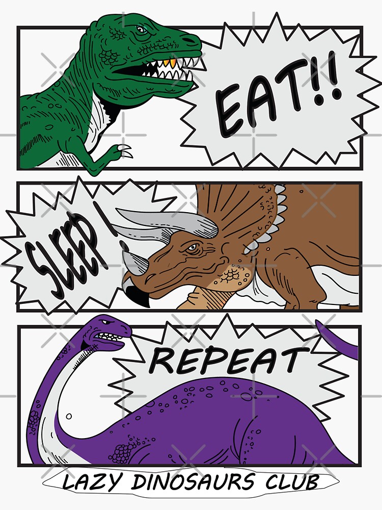 "Lazy Dinosaurs Club" Sticker for Sale by amrichjimi | Redbubble