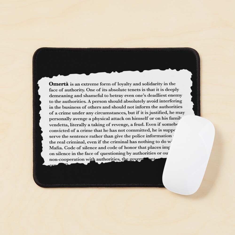 "Omerta Code of silence - form of loyalty and solidarity" Poster for ...