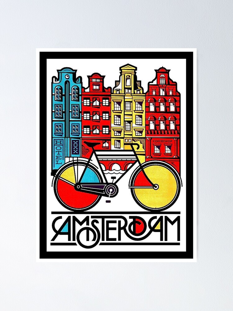 Poster « AMSTERDAM : Impression publicitaire de vélo vintage », par posterbobs | Redbubble