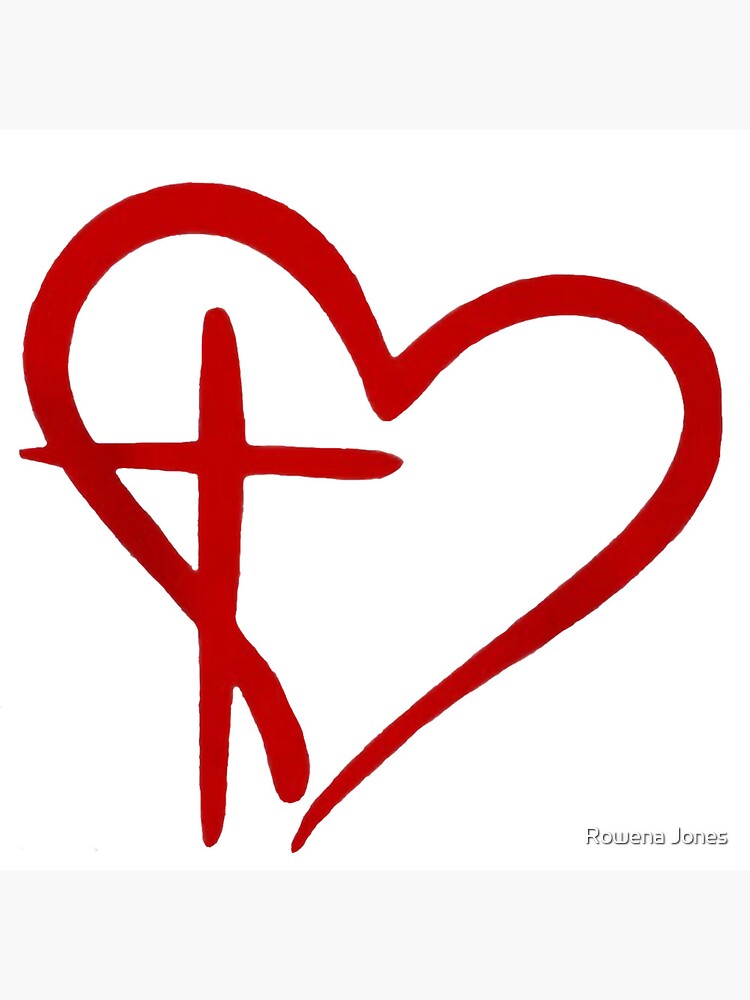 "Red Heart With Red Cross Religious Faith" Poster for Sale by ...