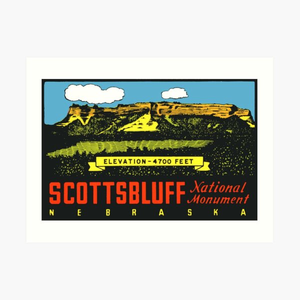 "Scottsbluff National Monument Nebraska Vintage Travel Decal" Art Print ...