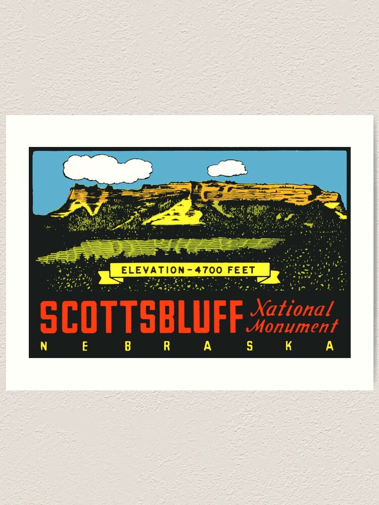 "Scottsbluff National Monument Nebraska Vintage Travel Decal" Art Print ...