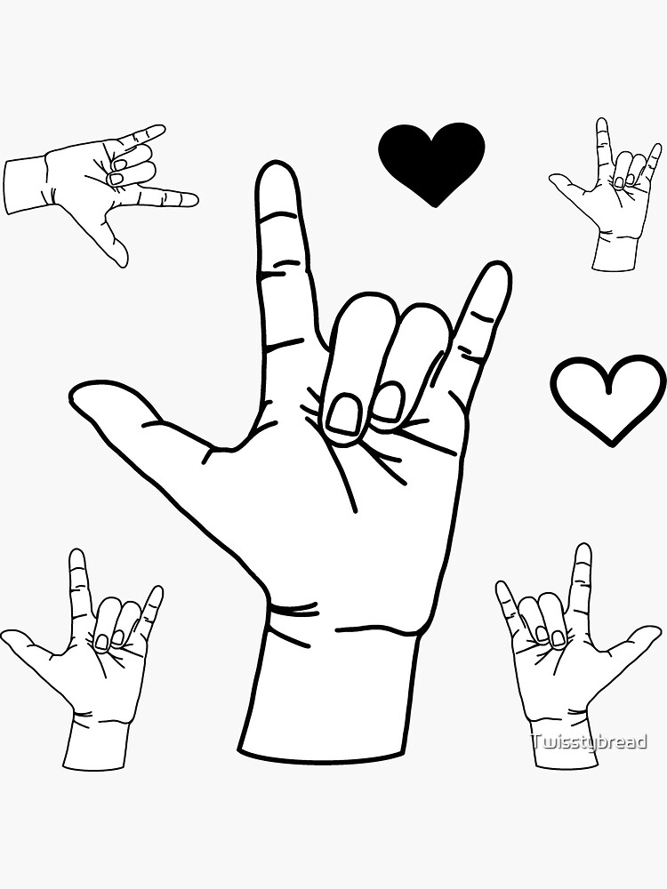 "I Love You Hand Sign Sticker Pack" Sticker for Sale by Twisstybread ...