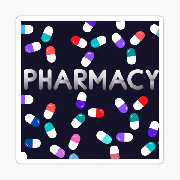"Pharmacy Script Navy Blue with pills" Sticker for Sale by Designs-io ...