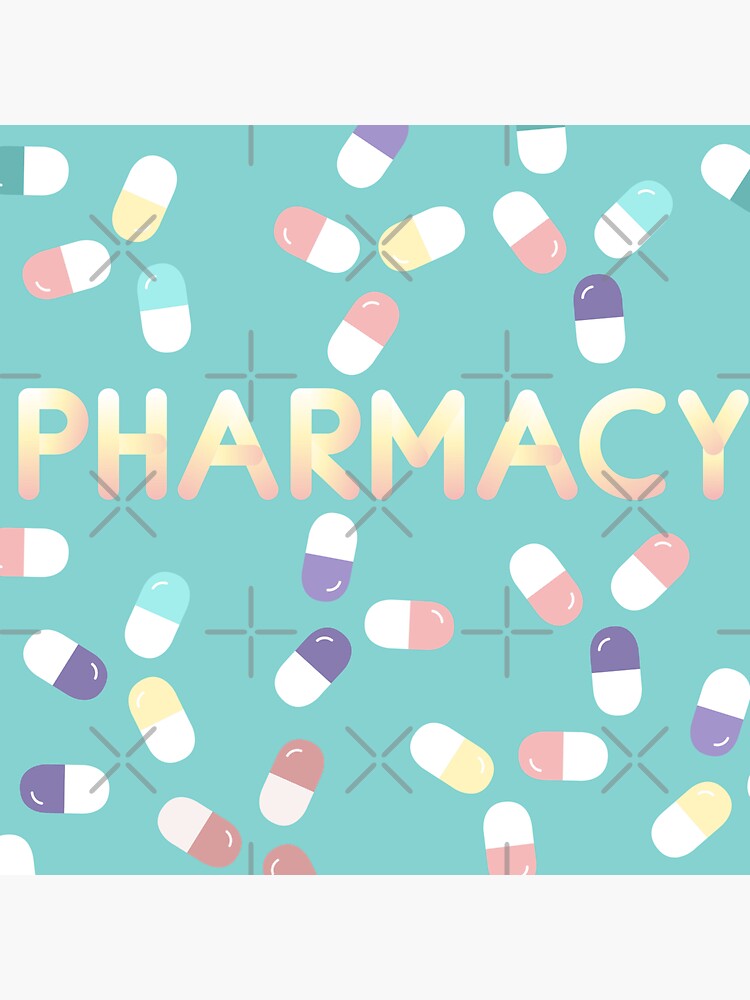 "Pharmacy Script Sky Blue with pills" Sticker for Sale by Designs-io ...