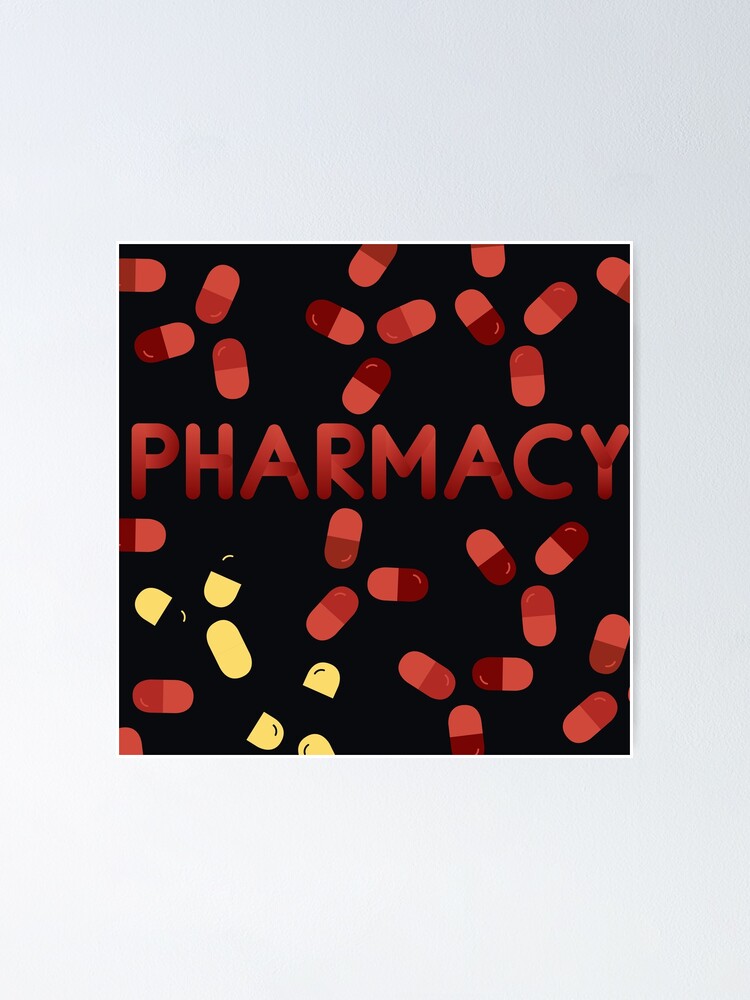 "Pharmacy Script black red with pills" Poster for Sale by Designs-io ...