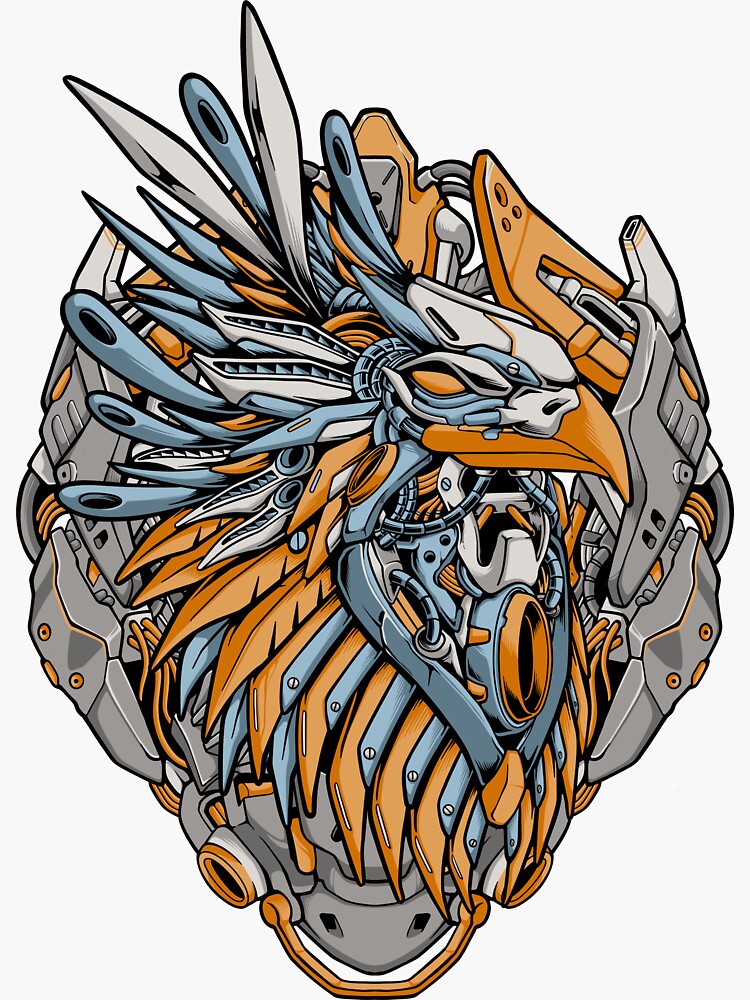 "Hawk Mecha" Sticker for Sale by salzgraphic | Redbubble