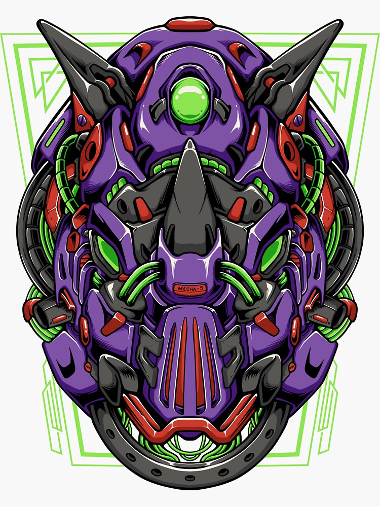 "Rhino Mecha" Sticker for Sale by salzgraphic | Redbubble