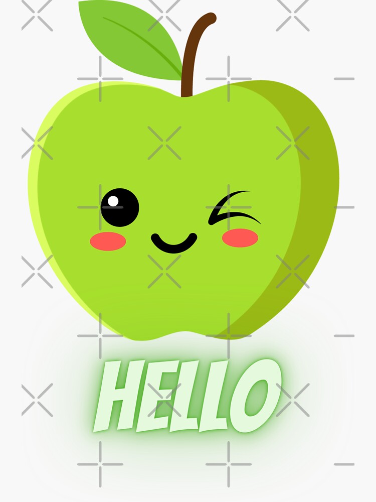 " Hello green apple - funny fantasy sticker" Sticker for Sale by JD ...