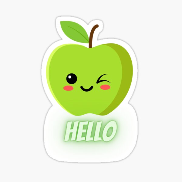 " Hello green apple - funny fantasy sticker" Sticker for Sale by JD ...