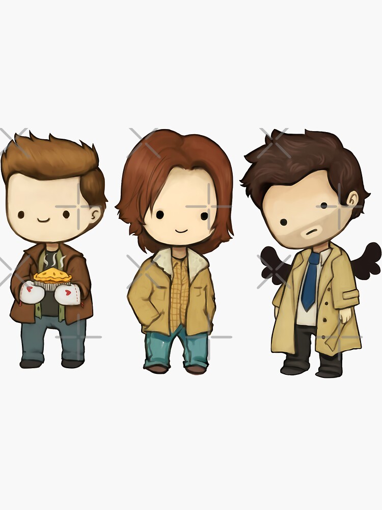 "Supernatural Gift Sam Dean Castiel Supernatural Chibi Bes" Sticker for ...
