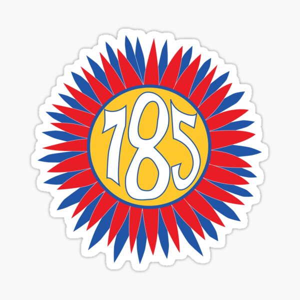 "Hand Drawn Kansas Sunflower 785 Area Code Crimson Blue" Sticker for ...