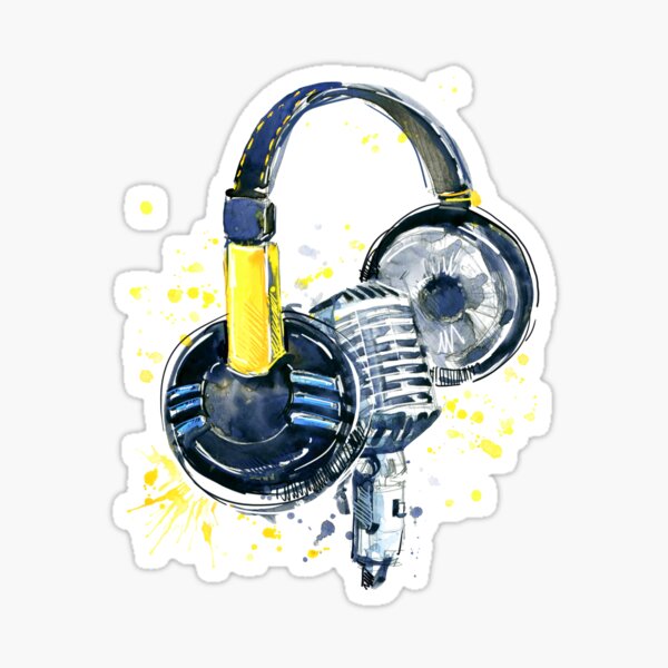 "music headphones" Sticker for Sale by FaenkovaAlena | Redbubble