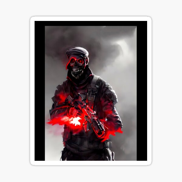 "soldier with skull face, gamer clothes Graphic " Sticker for Sale by ...