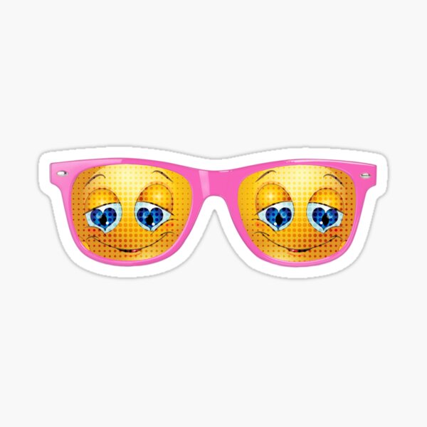 "Yellow face emoji Party Emoticon Rave retro sunglasses " Sticker for ...