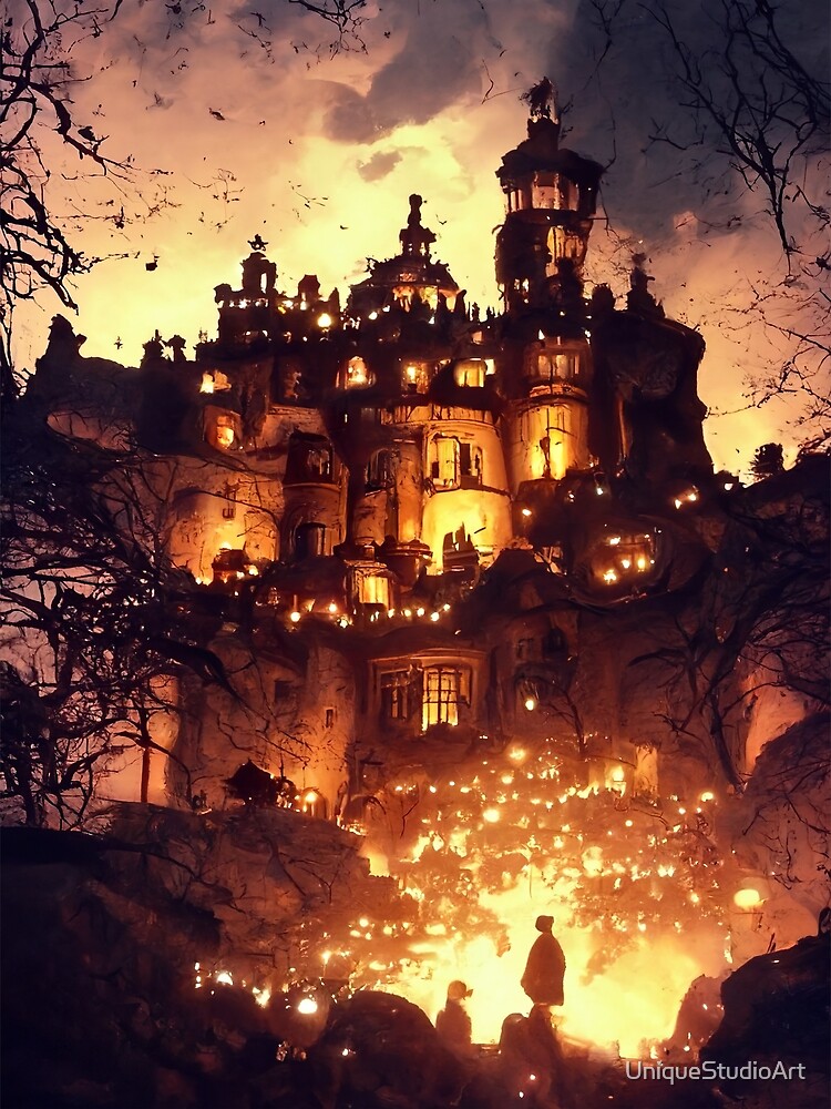 "Haunted Vampire Castle - Halloween Art Decor" Poster for Sale by ...