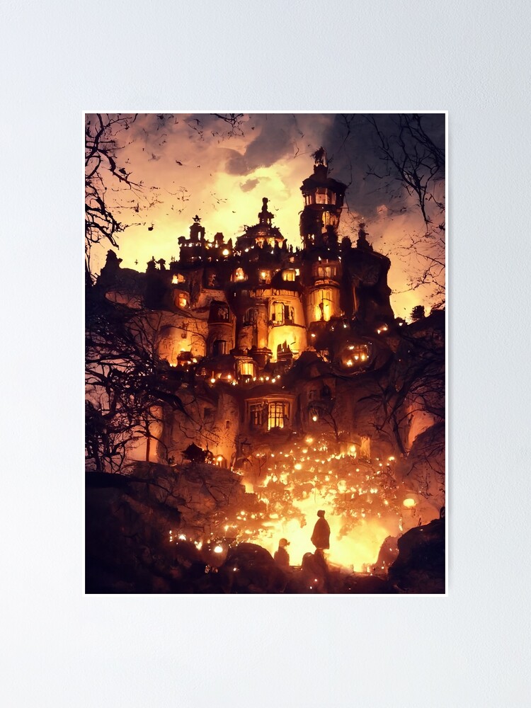 "Haunted Vampire Castle - Halloween Art Decor" Poster for Sale by ...