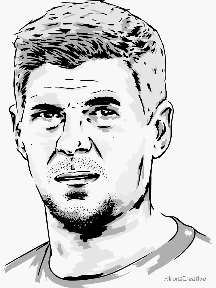 "Steven Gerrard Portrait 2" Sticker for Sale by Mark Hirons | Redbubble