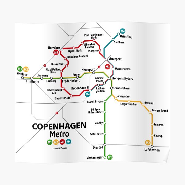"COPENHAGEN Metro Map" Poster for Sale by UrbanRail | Redbubble