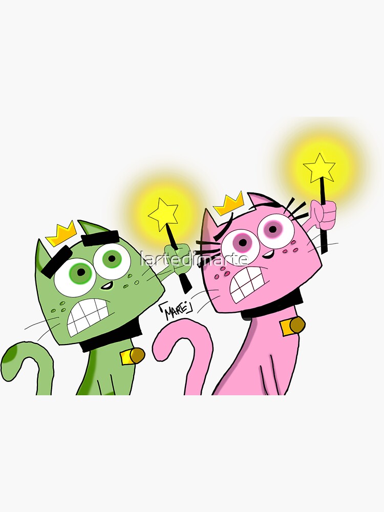 "Cosmo and Wanda cats" Sticker for Sale by lartedimarte | Redbubble