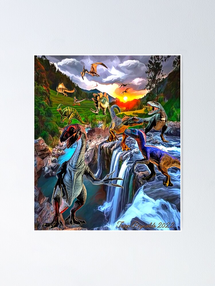 "Raptor Falls (Dino Series)" Poster for Sale by SwordofGod | Redbubble