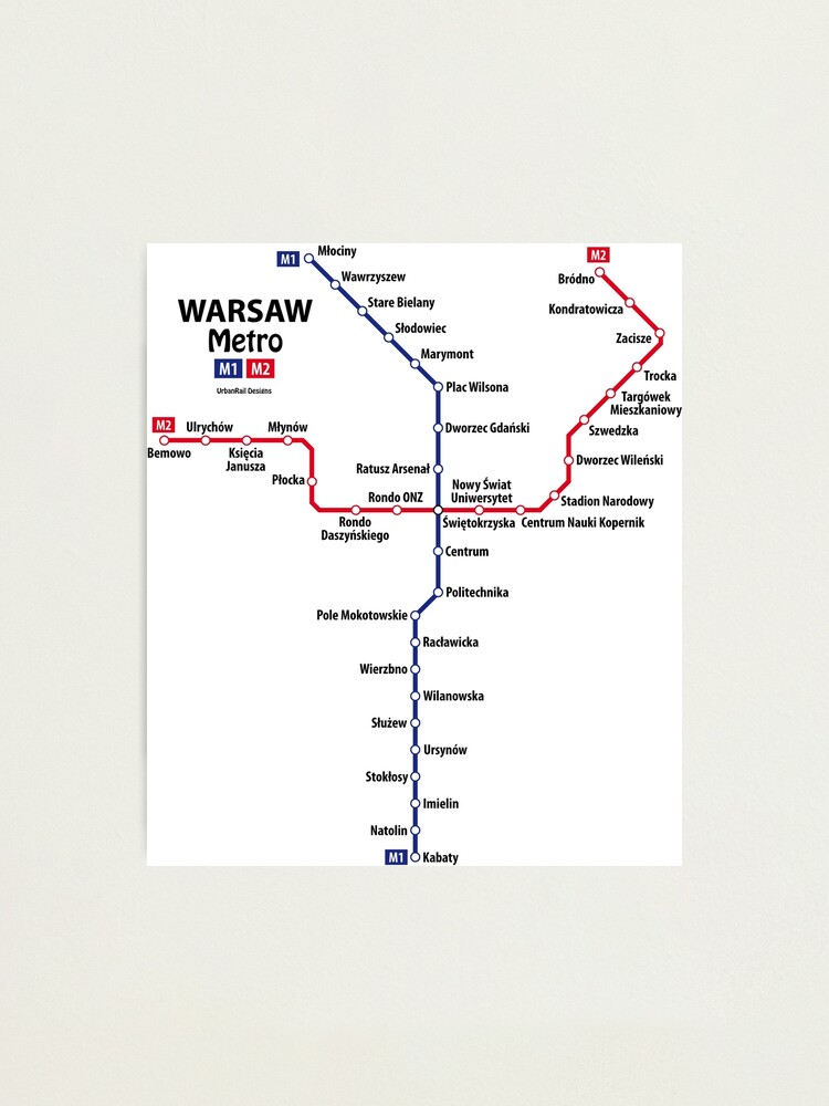 "WARSAW Metro Map" Photographic Print for Sale by UrbanRail | Redbubble