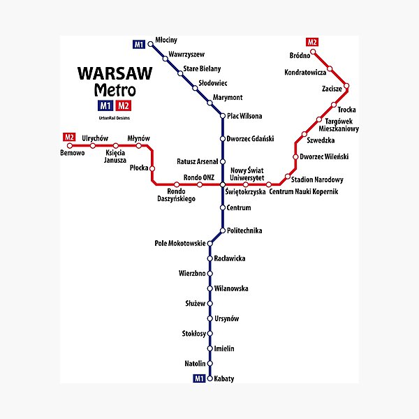 "WARSAW Metro Map" Photographic Print for Sale by UrbanRail | Redbubble