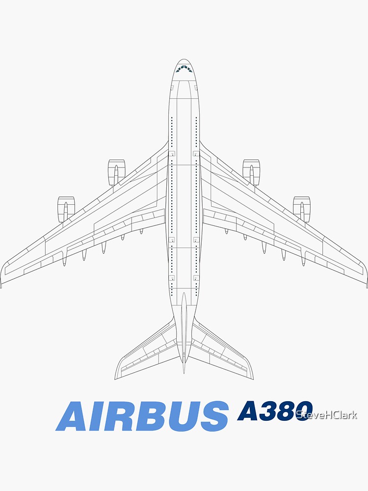 "Airbus A380 Top View" Sticker for Sale by SteveHClark | Redbubble