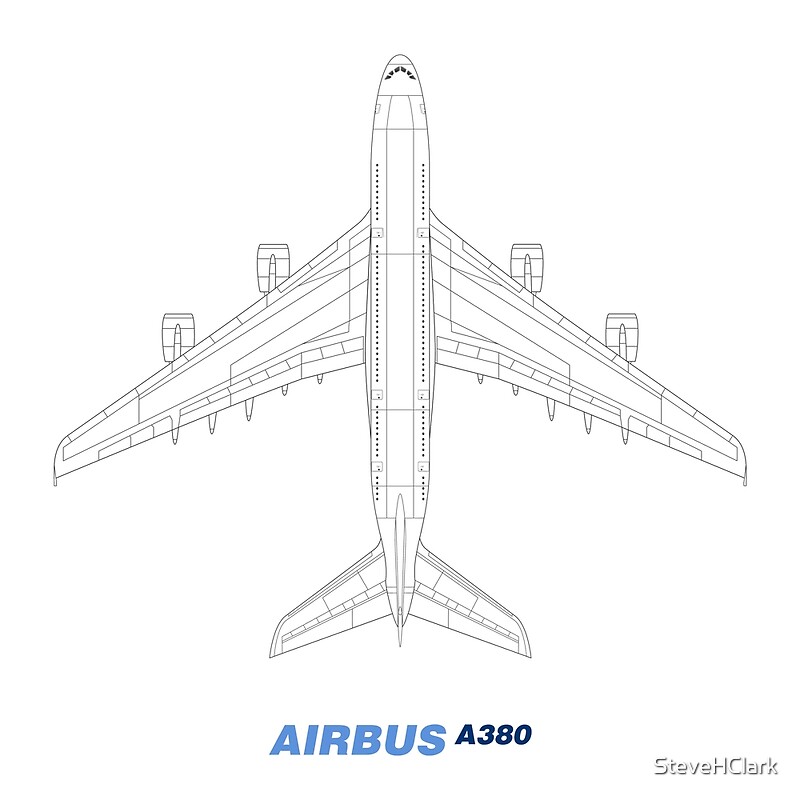 "Airbus A380 Top View" by © Steve H Clark | Redbubble