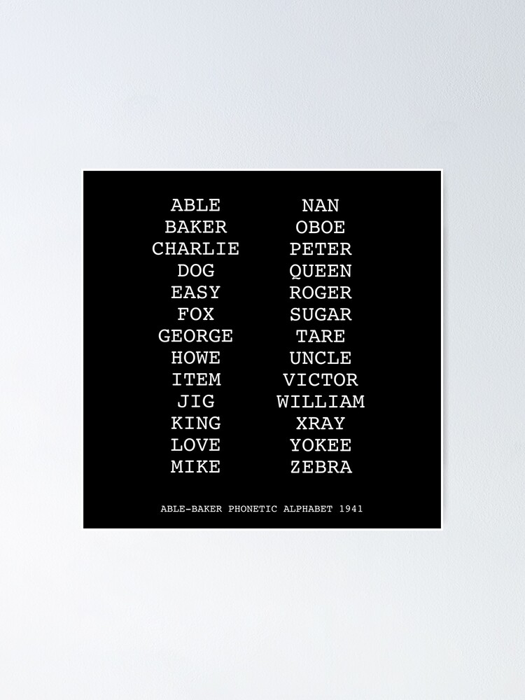 "WWII Phonetic Alphabet" Poster for Sale by rokket2001 | Redbubble