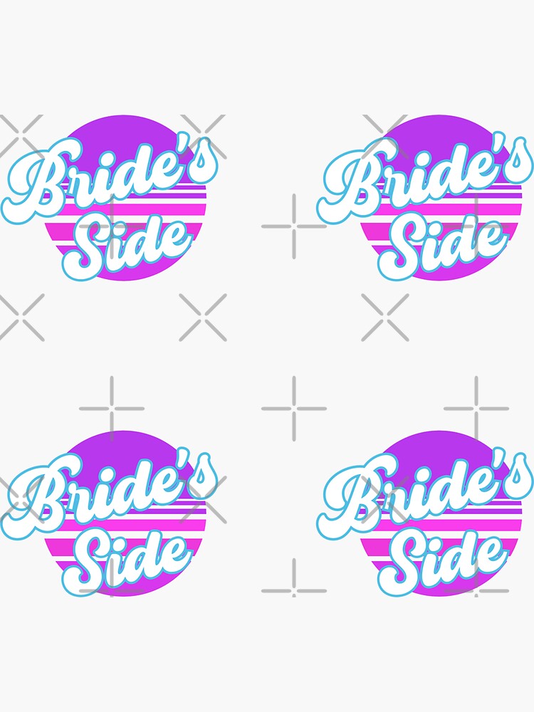 "Retro Bride's Side, Wedding Rehearsal, Brides Entourage" Sticker for ...