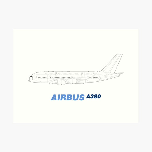 "Airbus A380 Line Drawing" Art Print by SteveHClark | Redbubble