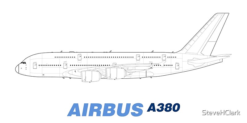 "Airbus A380 Line Drawing" by © Steve H Clark | Redbubble
