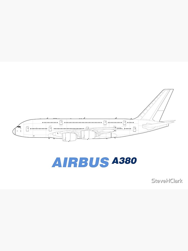 "Airbus A380 Line Drawing" Art Board Print for Sale by SteveHClark ...