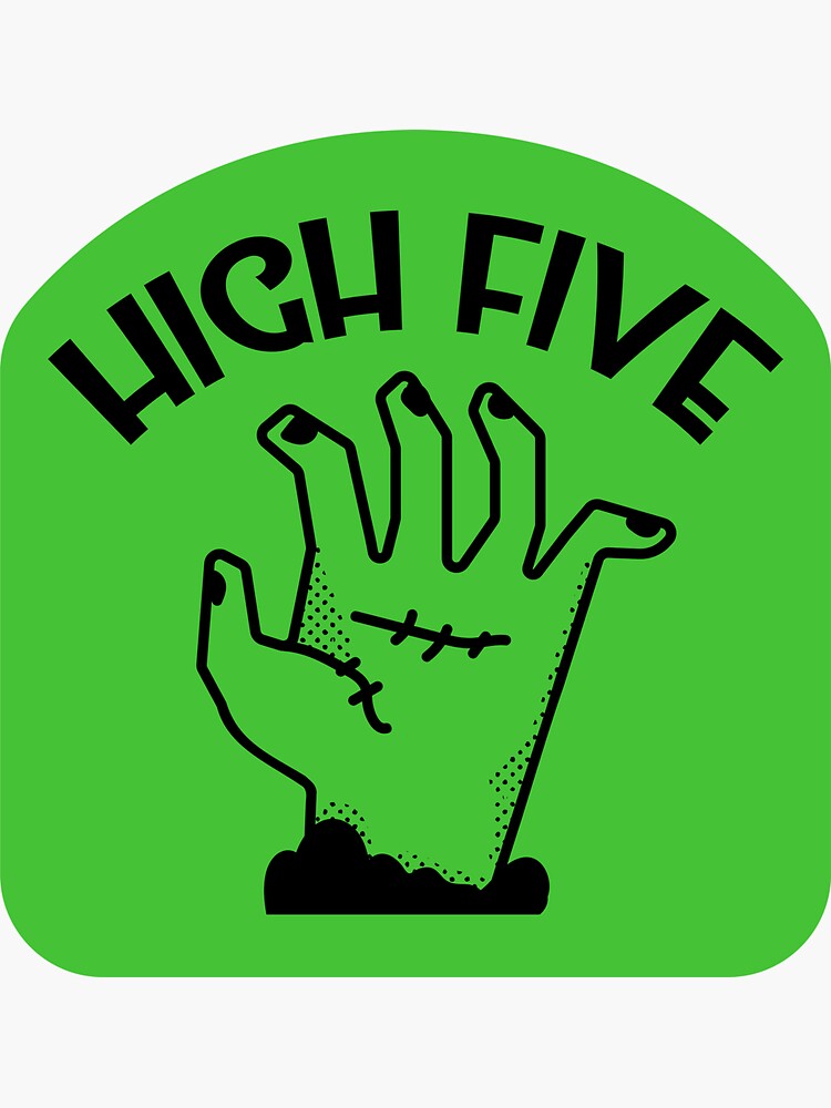 "High Five with Frankenstein" Sticker for Sale by 2022oliviai | Redbubble