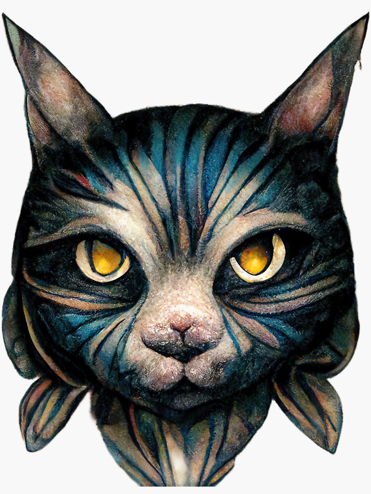 "Aztec Tribal Kitty Cat Tattoo" Sticker for Sale by Solemny | Redbubble