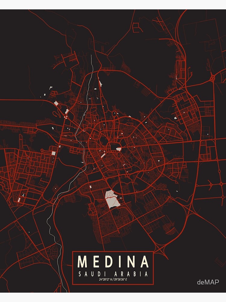 "Medina City Map of Saudi Arabia - Vector" Poster for Sale by deMAP | Redbubble